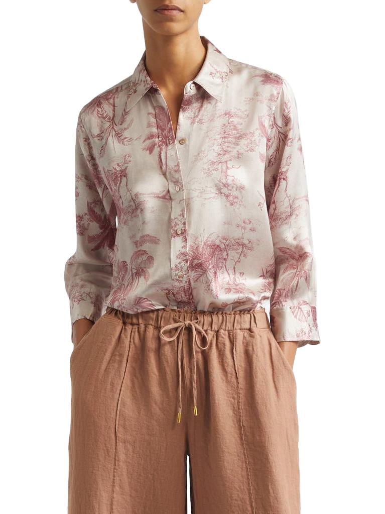 L'AGENCE L'AGENCE Dani Three-Quarter Sleeve Silk Button-Up Shirt